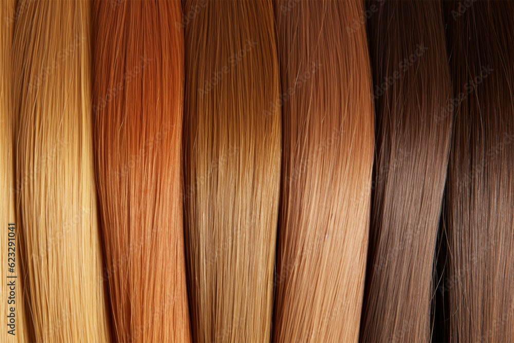 Samples of color and quality of natural hair for hair extensions or ...