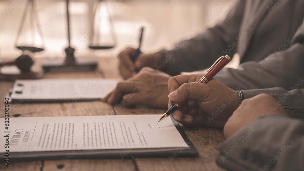 Full concentration at work. correctly sign contracts with clients, Sign ...