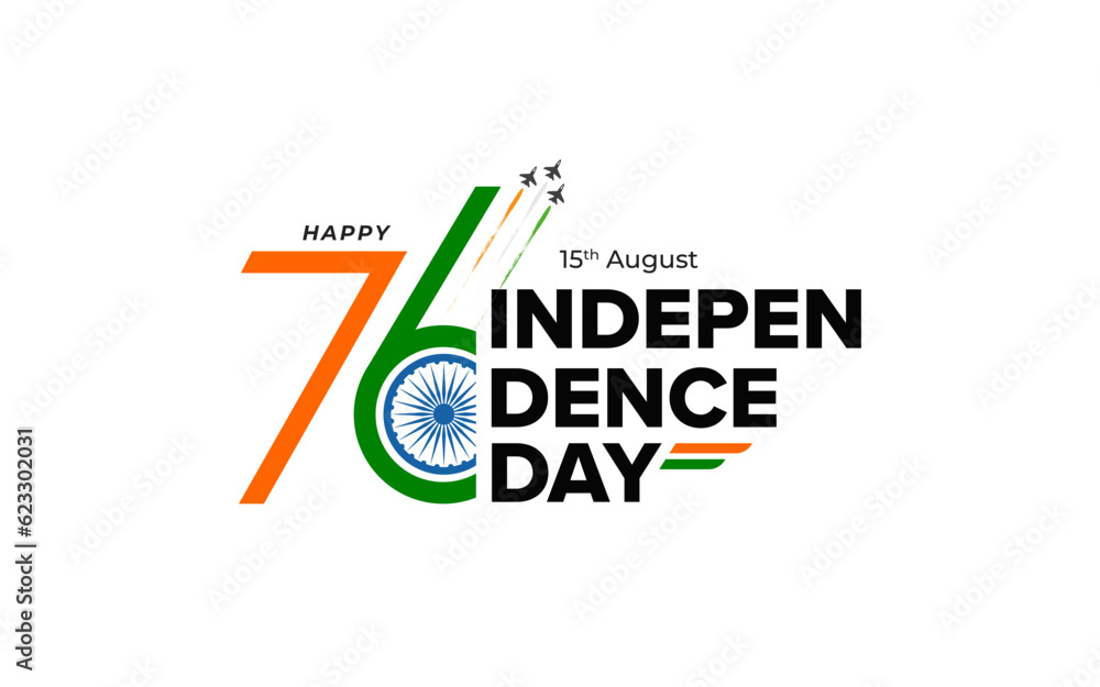 76 Years Happy Indian Independence Day Celebration Typographic Design ...