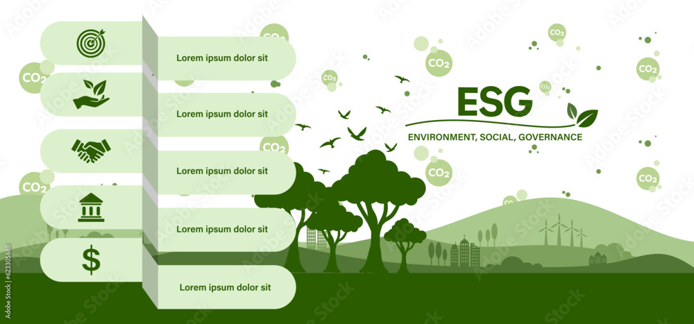 ESG concept icon for business and organization, Environment, Social ...