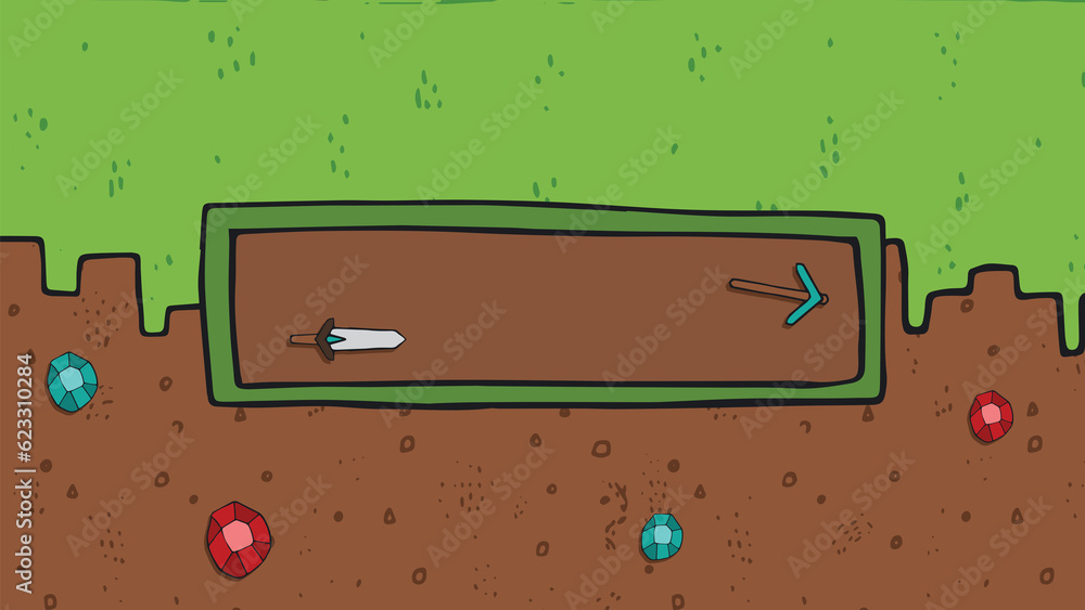 Digital png illustration of video game screen with armour in ground on ...