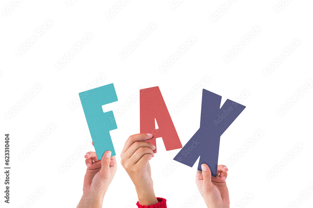 Digital png illustration of hands holding fax text on transparent ...