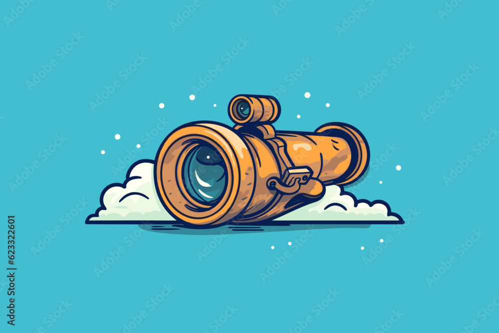 Doodle inspired Monocular, cartoon sticker, sketch, vector ...