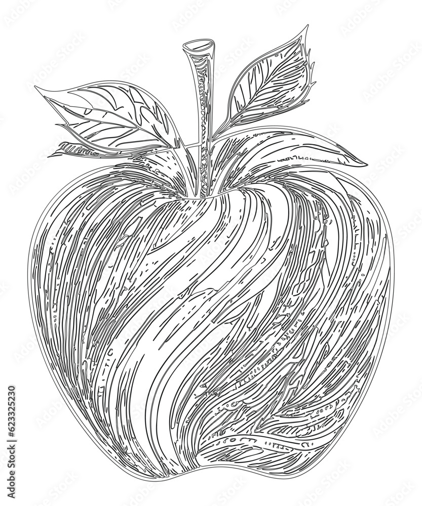 Abstract vector art for coloring book line art of apple for adult ...