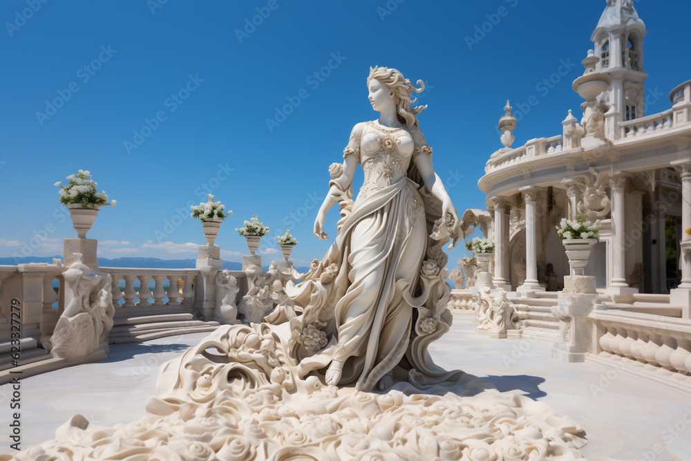 Holy goddess of love antique monumental statue, a beautiful woman ...
