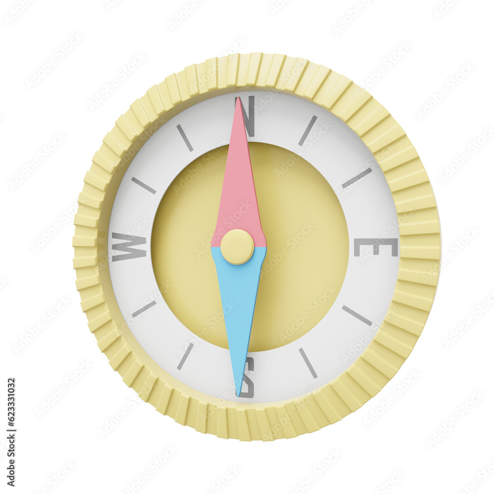 Realistic pastel compass, navigation, direction finding. 3D rendering ...