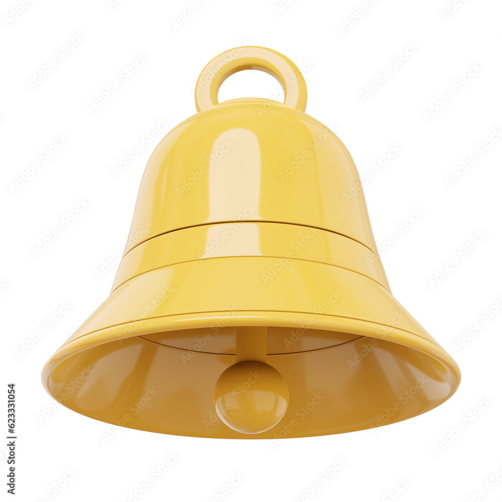 Yellow bell, notification symbol. 3D rendering. PNG icon on transparent ...