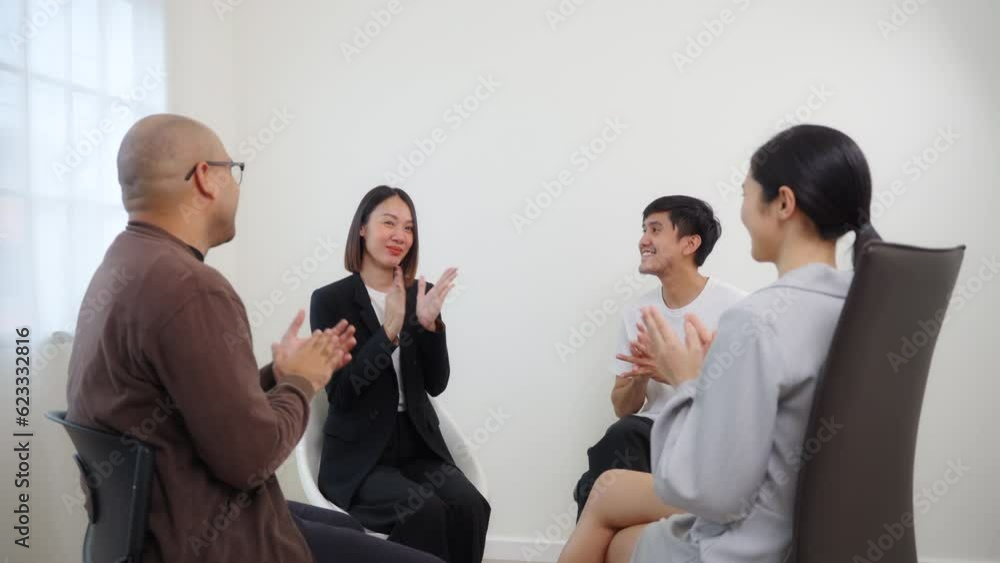 Group of diverse asian people spending time to talking and sharing ...