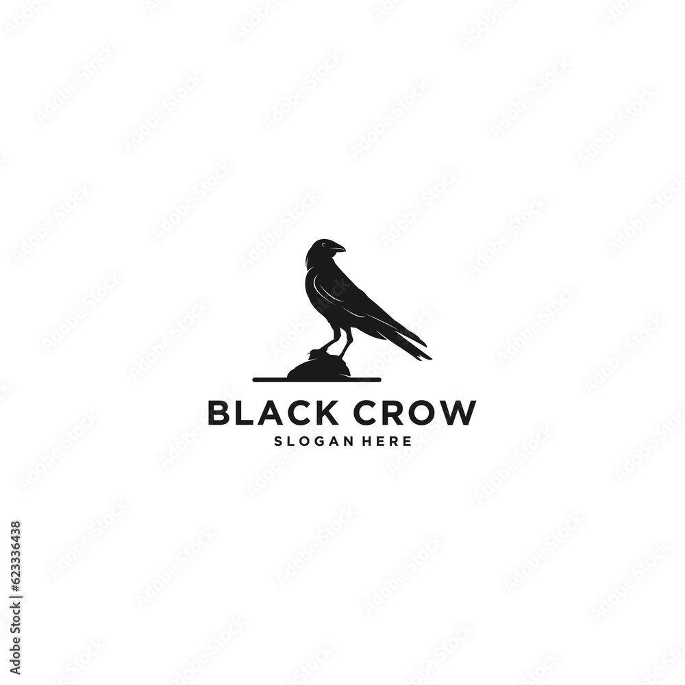 black crow logo template in white background Stock Vector | Adobe Stock