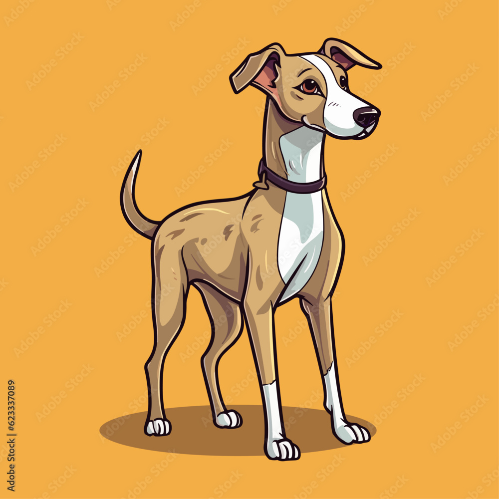 Cute Cartoon Greyhound Dog - Swift and Graceful Racing Hound. Vector ...