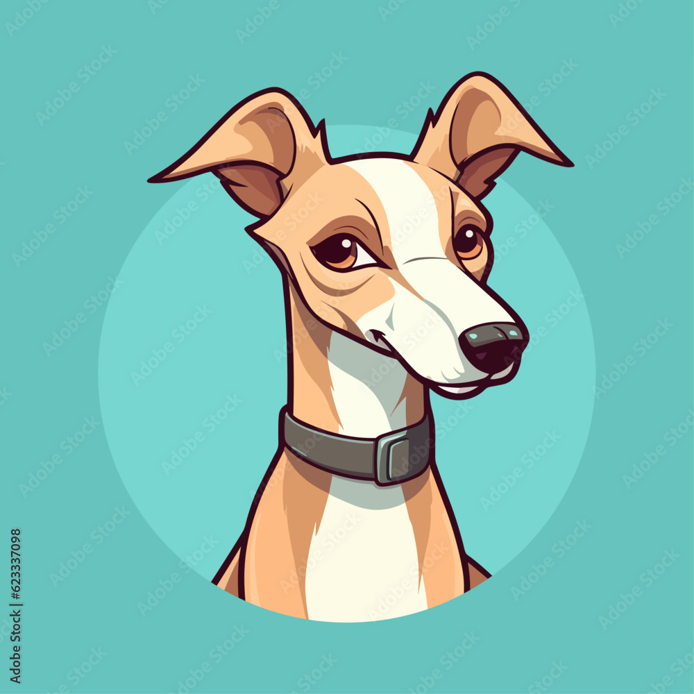 Cute Cartoon Greyhound Dog - Swift and Graceful Racing Hound. Vector ...