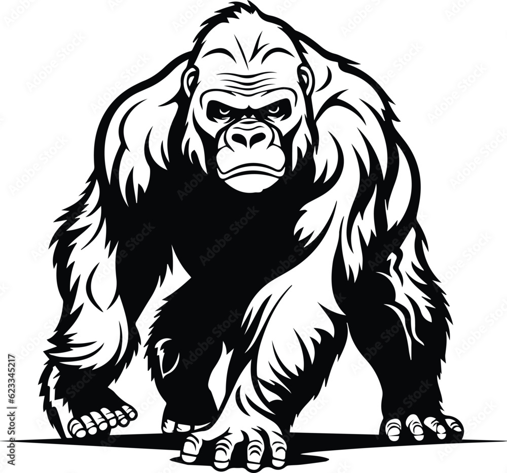 Vetor de Silverback gorilla Logo Monochrome Design Style do Stock ...
