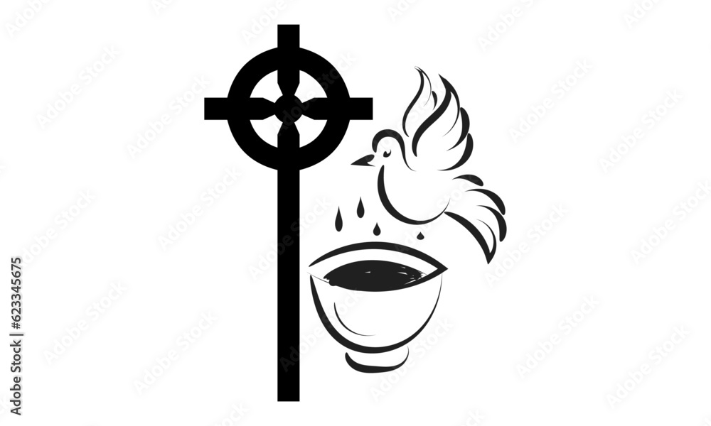 Catholic Baptism. Baptism symbol Sacraments of Catholic Church ...