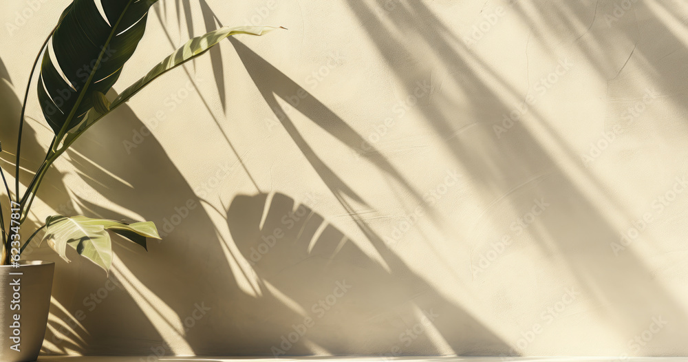Nature-Inspired Texture: A Soft Banana Leaf Shadow on White Concrete ...
