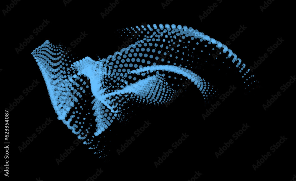 3d dynamic node of big data dots science. Wave infinity sinusoid line ...