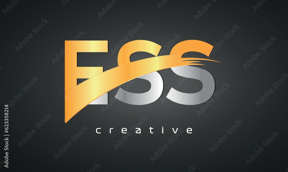 ESS Letters Logo Design with Creative Intersected and Cutted golden ...