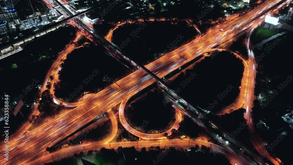 Hyperlapse time-lapse Expressway top view, Road traffic an important ...