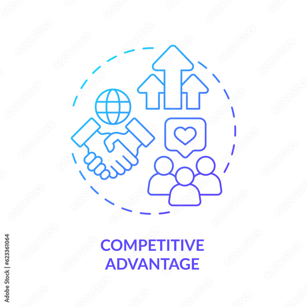 2D gradient competitive advantage icon, isolated vector, foreign direct ...