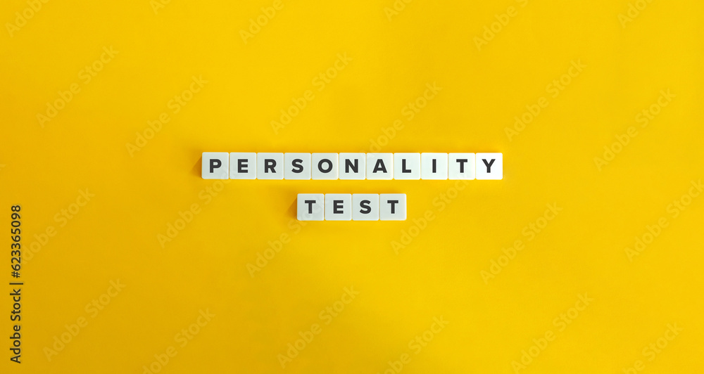 Personality Test Banner. Block Letter Tiles on Yellow Background ...