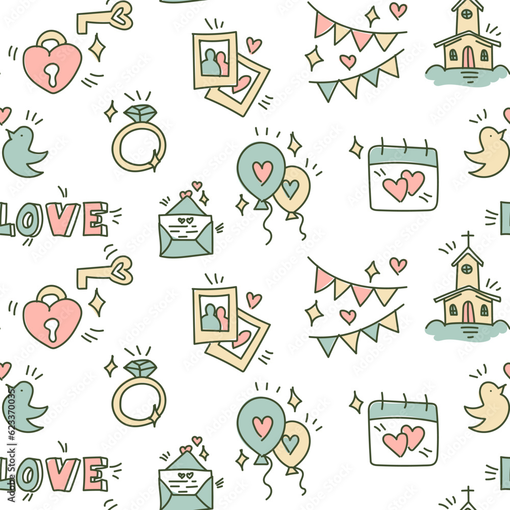 Wedding background. Seamless pattern with wedding elements to determine ...
