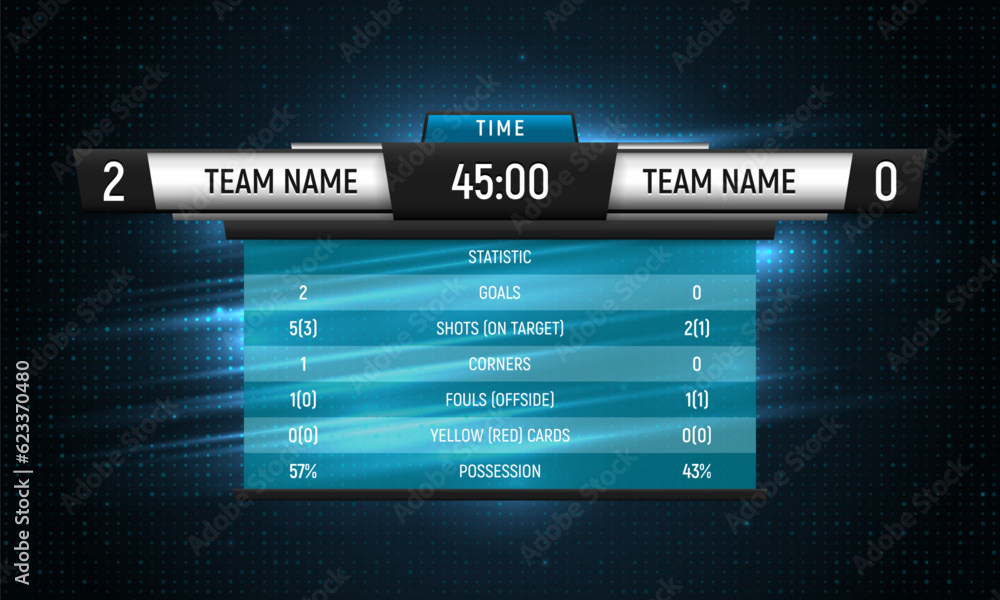 Sport scoreboard with time and result display. Vector template for your ...