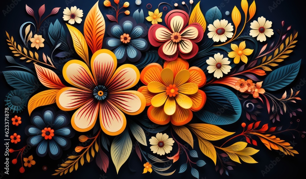 Colorful floral Mandala illustration with colorful lines, Mexican ...