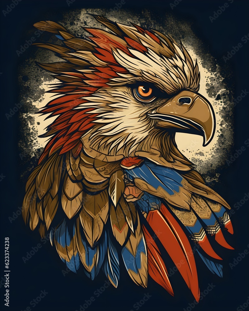 Colorful Tribal Philippine Eagle Art Generative AI Stock Illustration ...