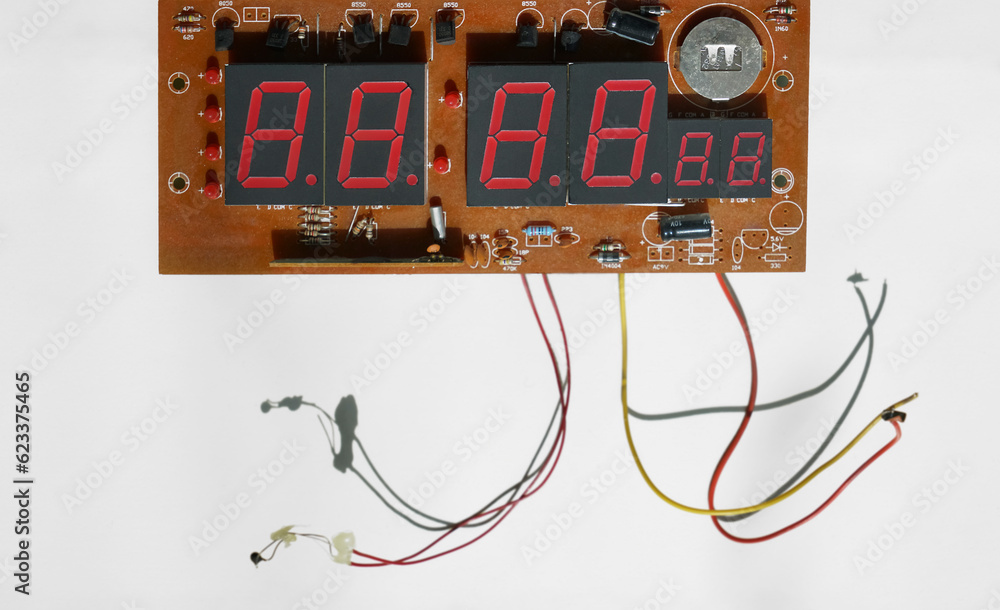 bomb detonator countdown to explosion. Dynamite bomb with digital timer ...