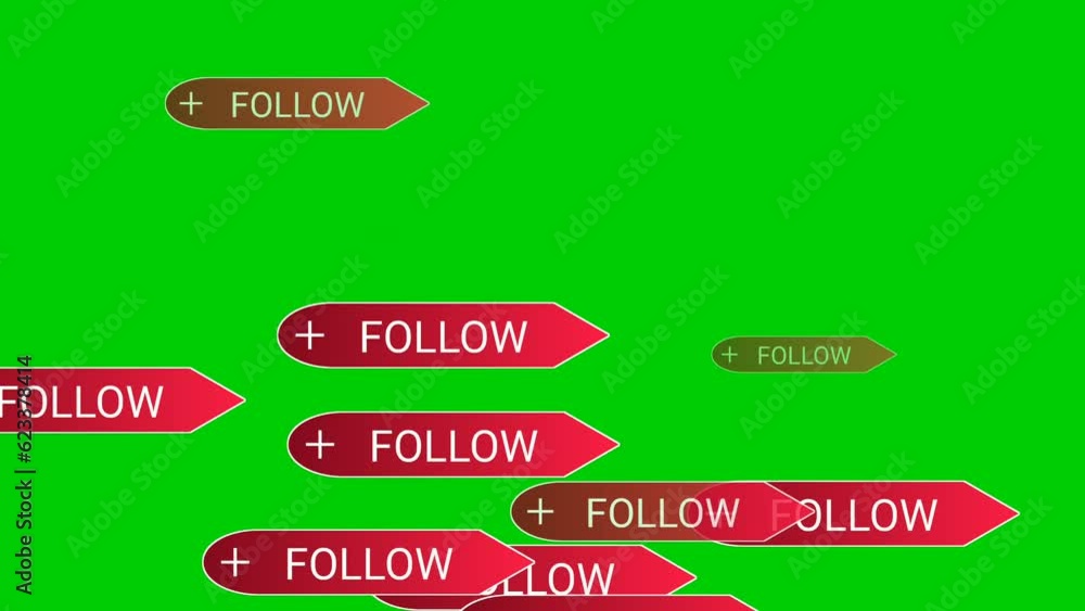 End screen video animation Text follow on green screen. symbols and ...