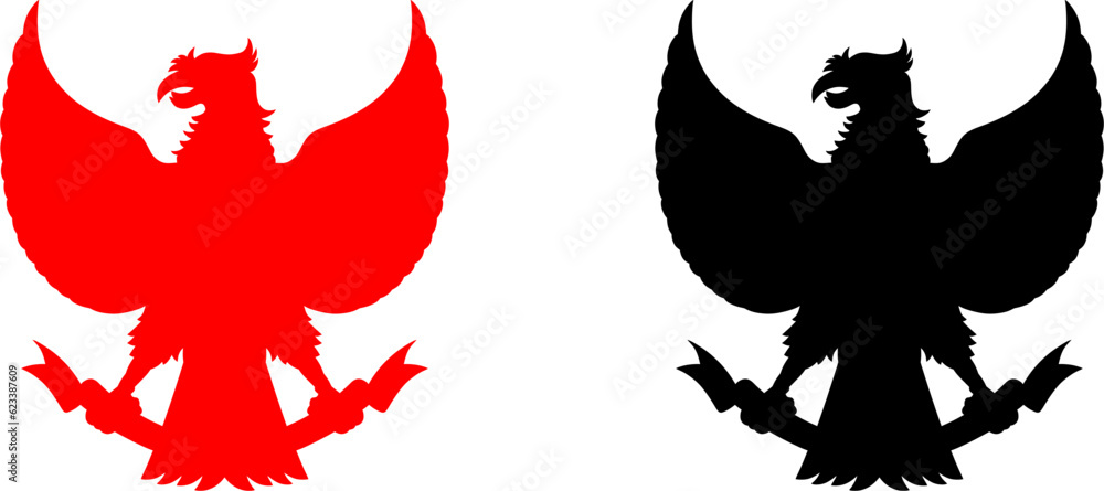 garuda logo (black & red) silhouette on transparent background Stock ...
