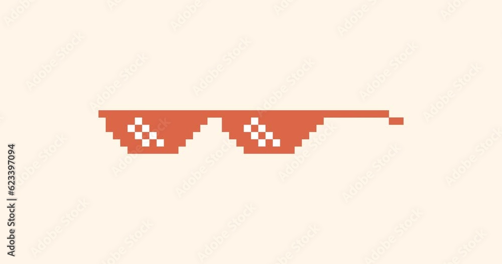 Pixel art glasses, cool cartoon glasses for video games, video ...