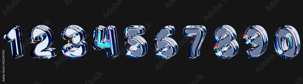 3D Crystal rainbow light effects numbers from 0 to 9. Set volume number ...