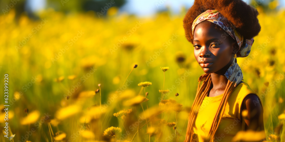 Captivating African woman tending field, traditional self-sustainment ...