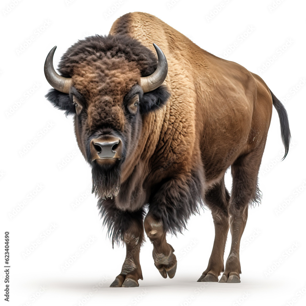 adult bison isolated white background Created with GenAI Software Stock ...