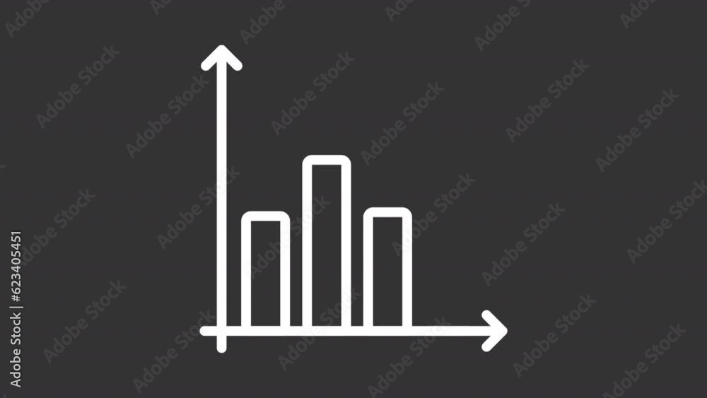 Animated combo chart white line icon. Vertical bars animation ...