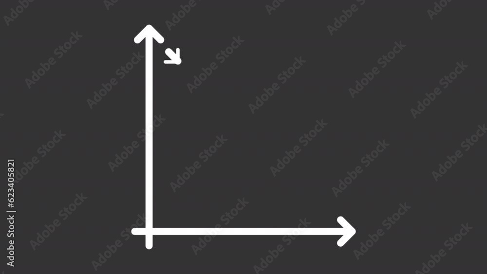 Animated decrease diagram white icon. Downward graph line animation ...