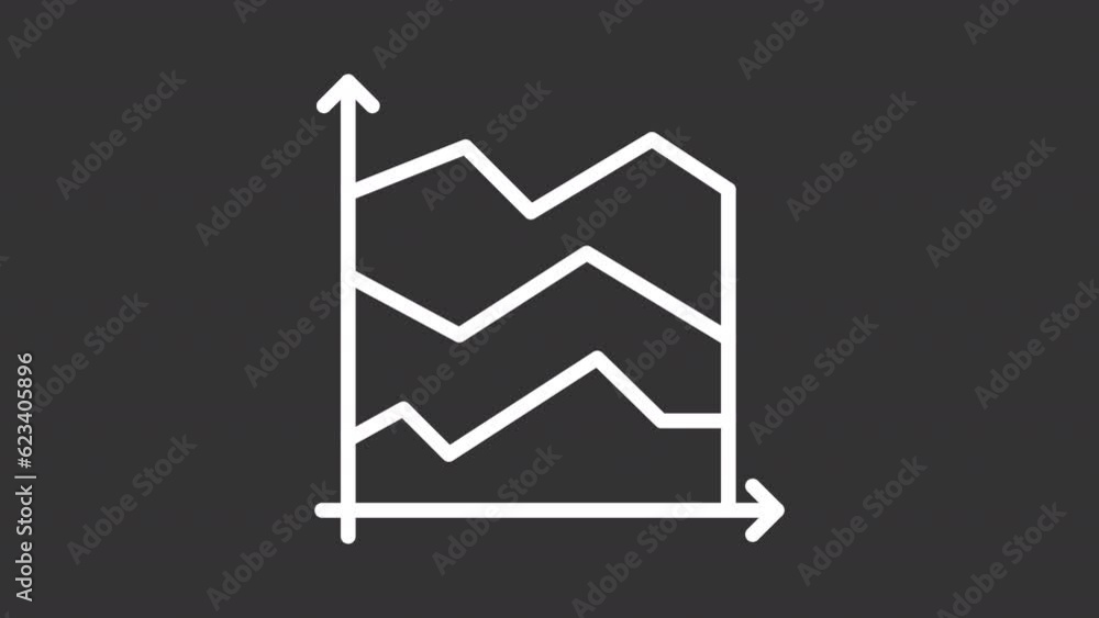 Animated area chart white line icon. Data pattern animation. Visual ...