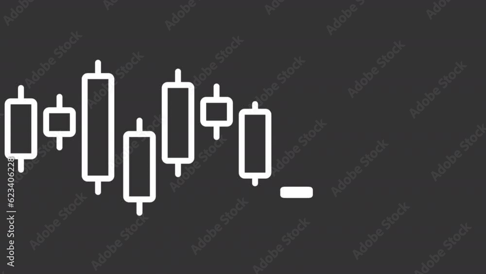 Stock price white icon animation. Animated line candlestick chart ...