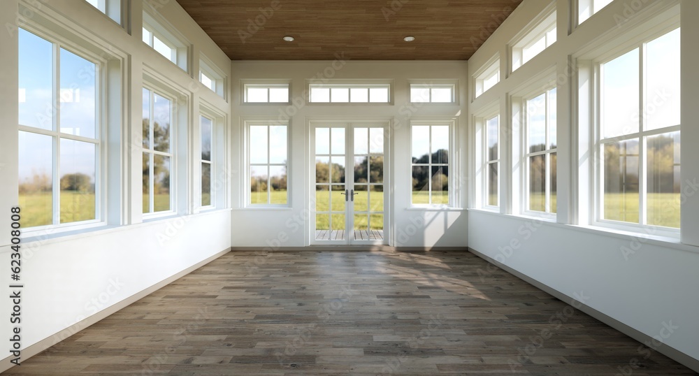 interior of the empty room classic style, with wooden floors and light ...