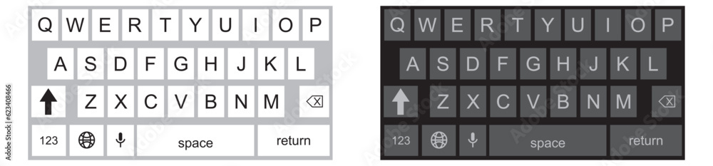 Phone keyboard mockup, qwerty keypad alphabet buttons and numbers in ...