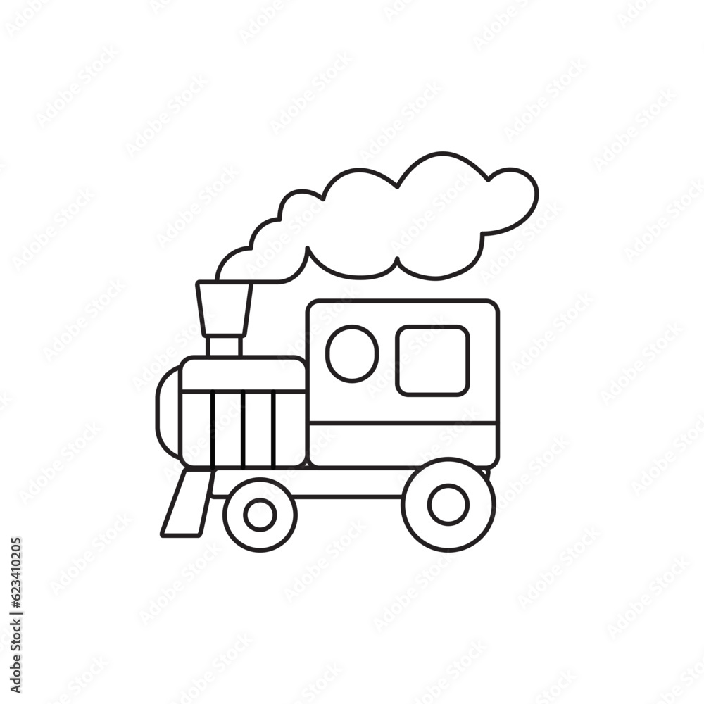 Kids toy train simple coloring page graphic isolated on white ...