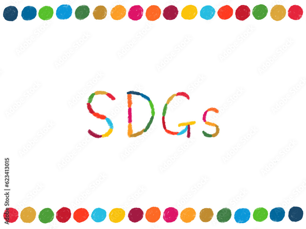 Background frame and logo inspired by SDGs, hand-drawn illustration of ...
