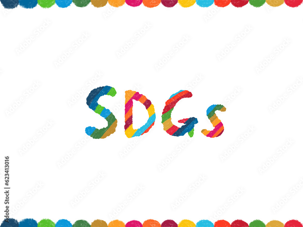 Background frame and logo inspired by SDGs, hand-drawn illustration of ...