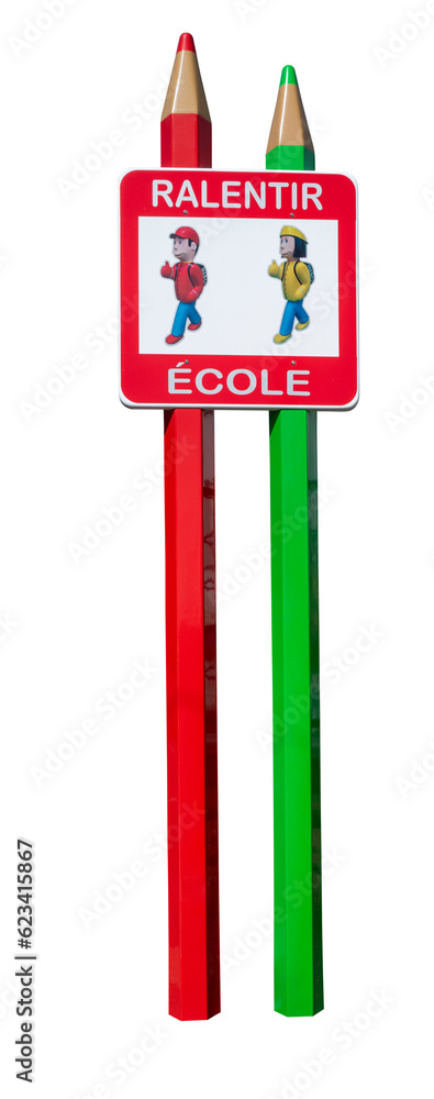 panneau ralentir école, PNG sur fond transparent Stock Photo | Adobe Stock