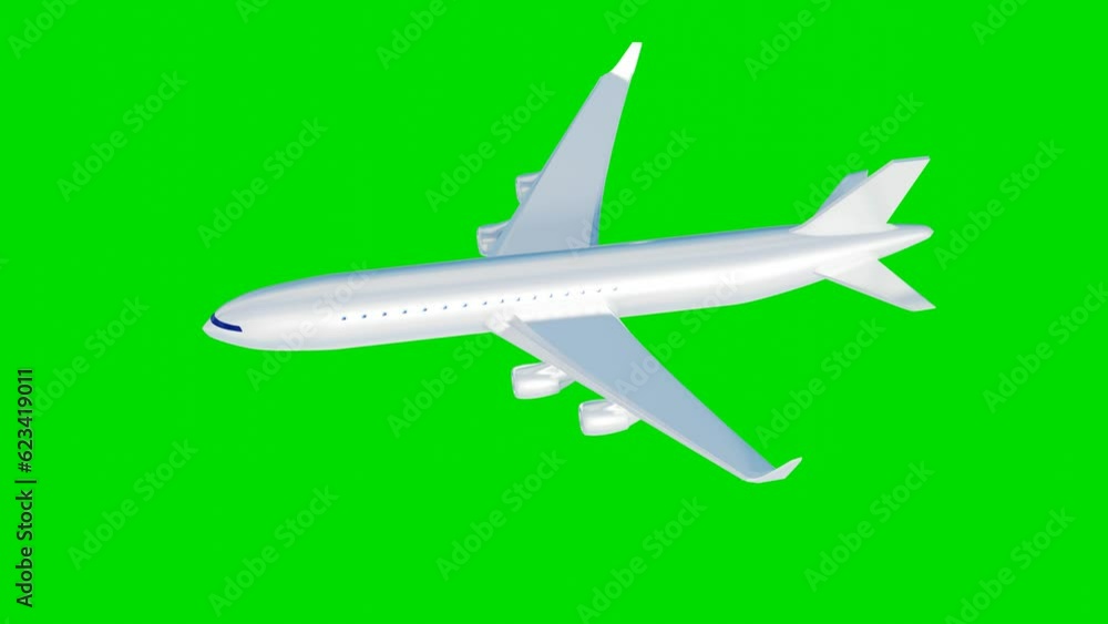 Airplane flies from one end of the frame to the other on a green screen ...