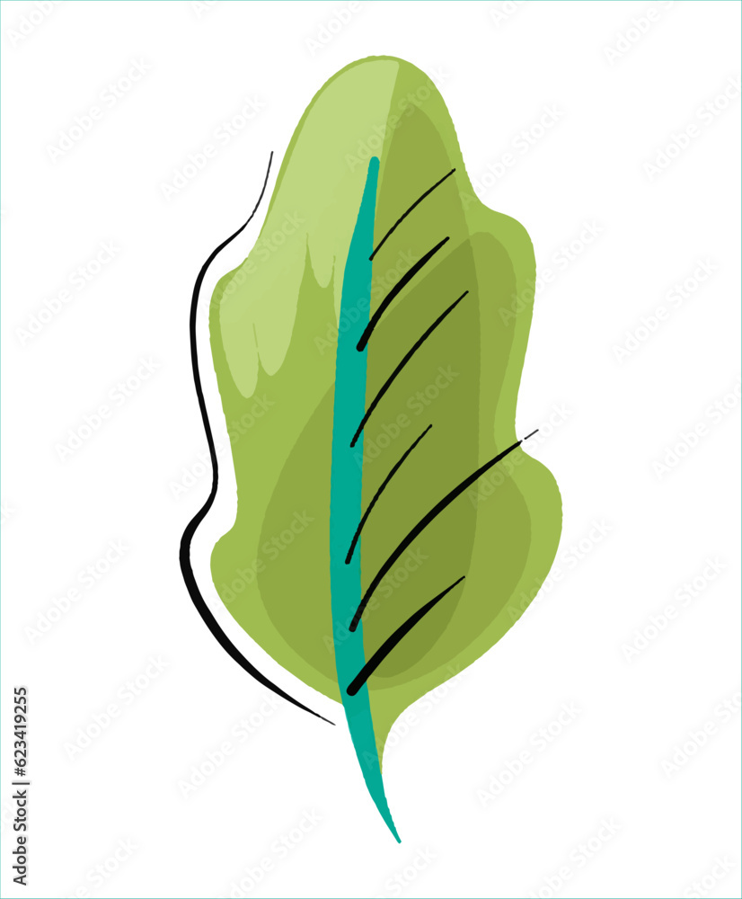 Leaf, twig, logo, icon. Vector on a transparent background. Lines ...