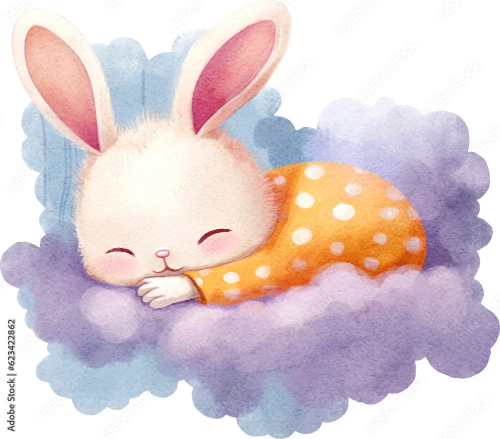 Cute sleeping bunny character illustration created with Generative AI ...