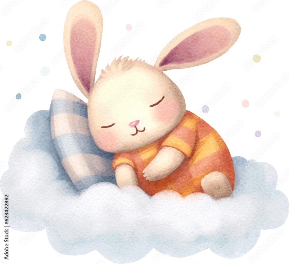 Cute sleeping bunny character illustration created with Generative AI ...