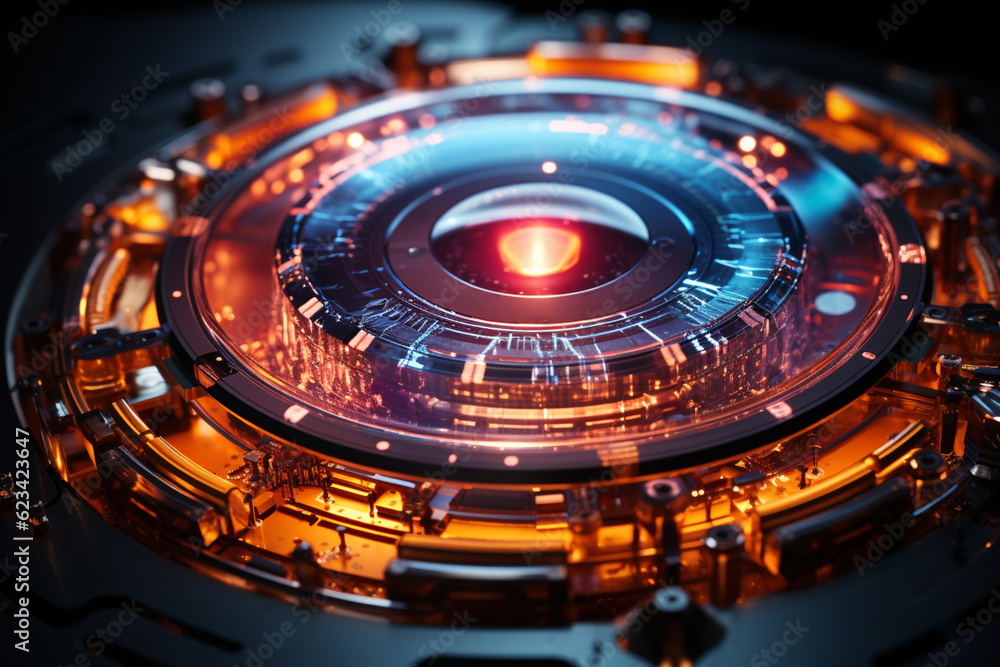 A cross-section image of a camera lens, revealing the arrangement of ...