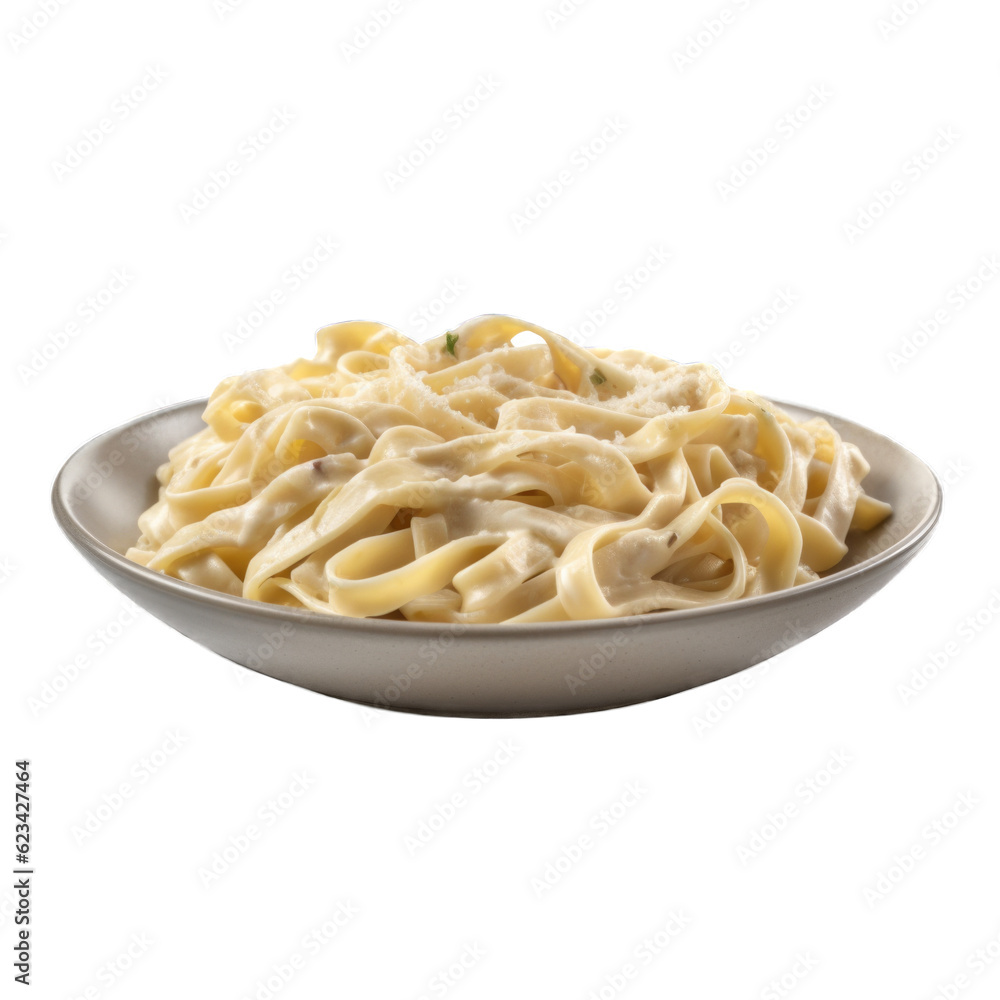 Fettuccine Alfredo isolated on transparent background. Generative AI ...